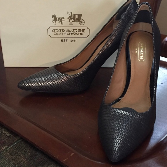 Coach | Shoes | Coach Gunmetal Snake Embossed Pumps | Poshmark